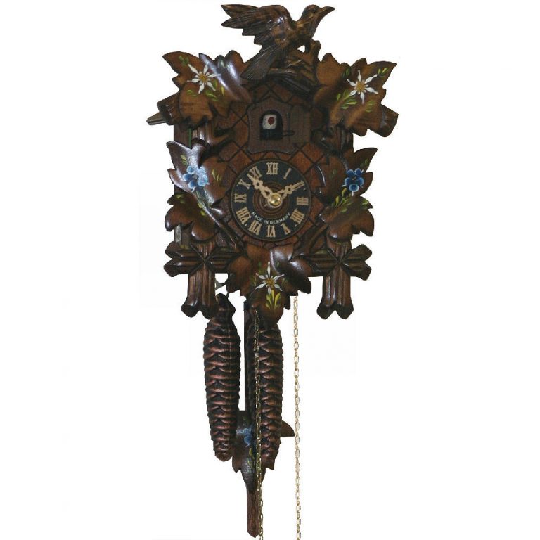 Hand Painted Cuckoo Clock with Bird and Leaves - CuckooClocks.co.uk