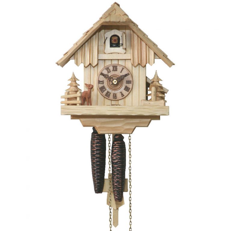 Natural Finish Wood Cuckoo Clock with Deer - CuckooClocks.co.uk